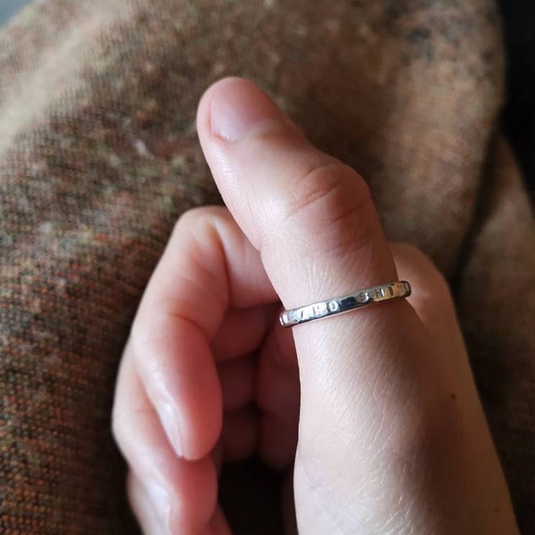 Hidden Message Ring - Personalized Ring, Hammered Ring, Sterling Silver ...