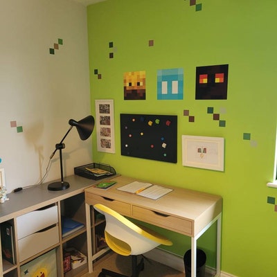 Pixel Block Square Wall Sticker Minecraft Inspired Sticker Gamer Wall ...