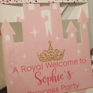 Little Princess Crown Welcome Sign Pink and Gold Party Outdoor Lawn ...