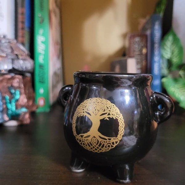 Mini Cauldron Burner Black Ceramic Cauldron Altar Burner Incense Holder ...