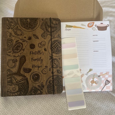 Personalized Wooden Recipe Book Binder Custom Journal Cookbook Notebook ...