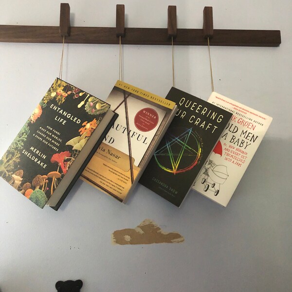 Custom Made Wooden Book Rack / Bookshelf in Walnut. Pins Also Work as ...