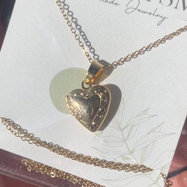 18k Gold Plated Heart Locket - Dainty Heart Locket With Photos - Locket ...