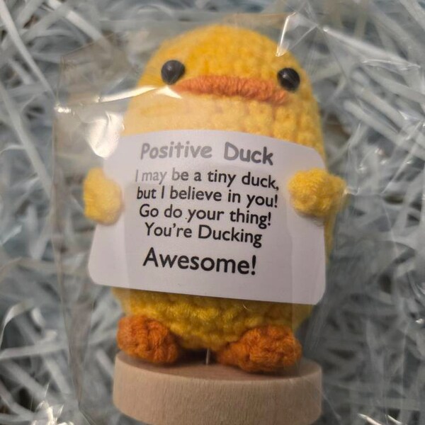 Handmade Pocket Hug Crochet Positive Duck, Motivational Gift, Unique ...