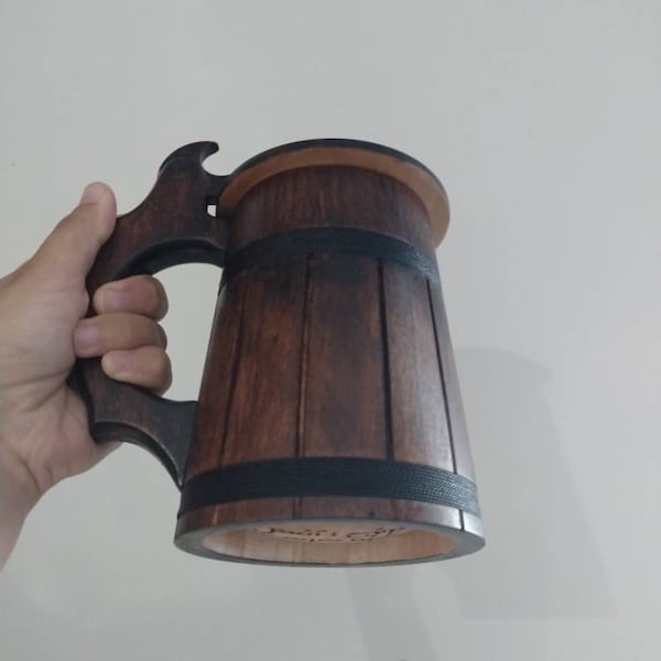 Hobbit Wooden Beer Mug, Lord of the Rings Mug, 0.7 L 23 Oz, Beer ...