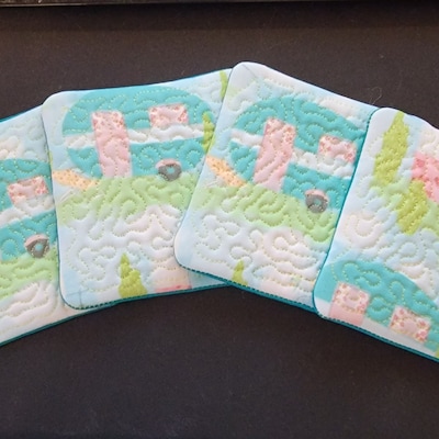 In the Hoop Quilted Coaster Machine Embroidery Design - Etsy