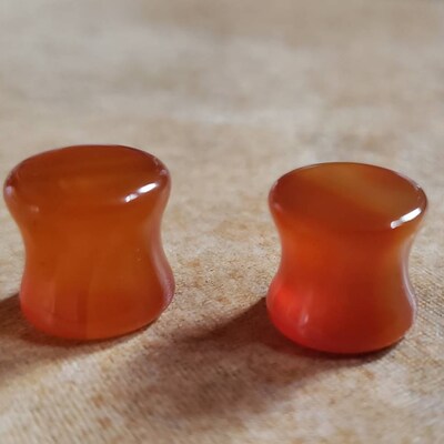 Stone Plugs Gauges Red Agate Stone Plugs Double Flare Body Jewelry for ...