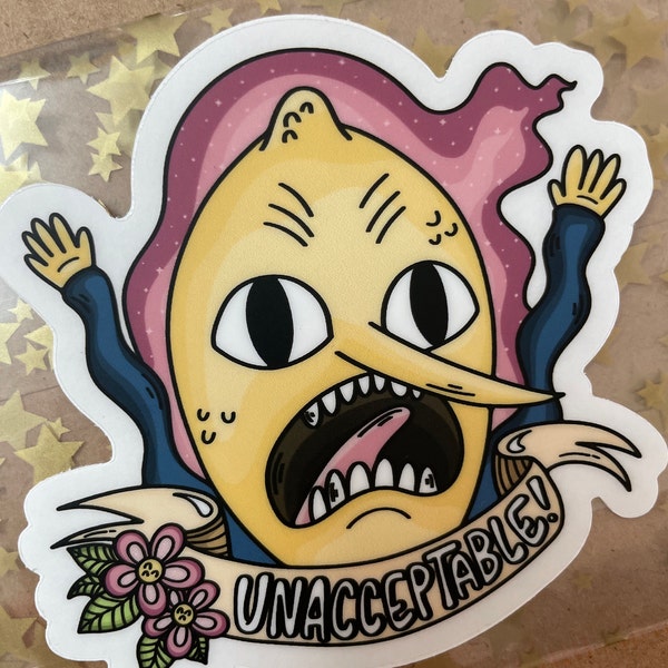 Lemongrab Unacceptable Tattoo Style 3.5"x3.5" Inch Clear Waterproof ...