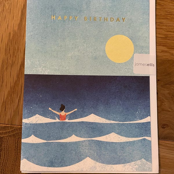 Gold Space Hopper Mini Birthday Card by James Ellis - Etsy