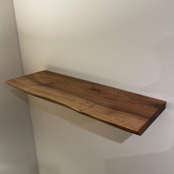 Walnut Floating Shelves, Custom Wood Shelves, Rustic Shelves, Bathroom ...
