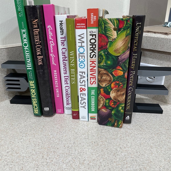 Fork and Knife Bookends - Cookbook Holders, 3D Printed Book Holders ...
