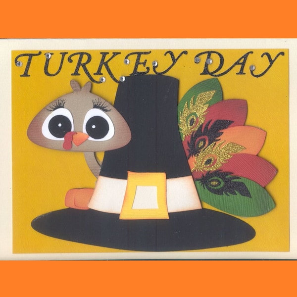 Scrapbook Thanksgiving Turkey Hiding Behind Pilgrim Hat, A Premade ...