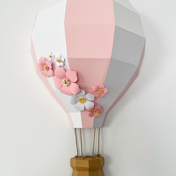 Hot Air Balloon Papercraft 3D DIY Low Poly Paper Crafts Origami Wall ...