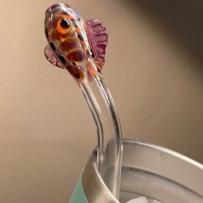 Fish GLASS STRAW Custom Straws Glass Straws Fish Straws Reusable Straws ...