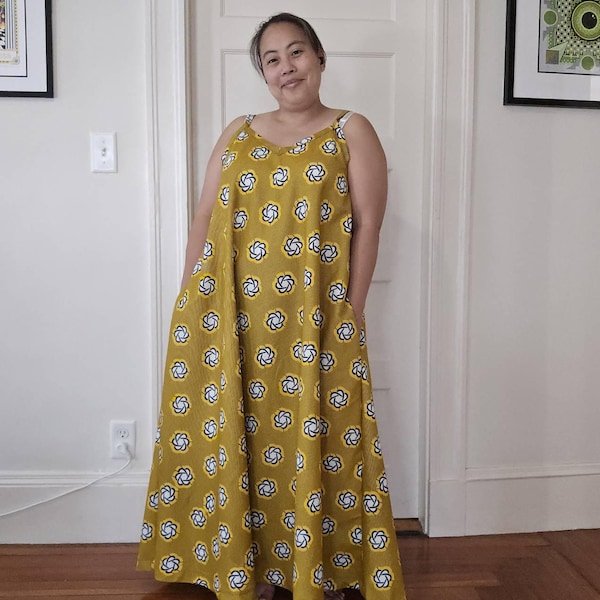 Ankara Maxi Dress Sewing Pattern | Cami Dress, XS-3X (PDF) - Etsy
