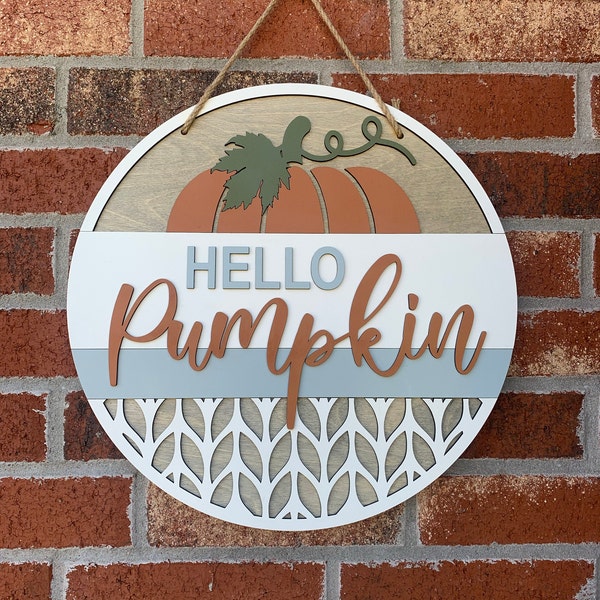 Fall Door Hanger | Fall Door Sign | Fall Door Decor | Hello Pumpkin ...