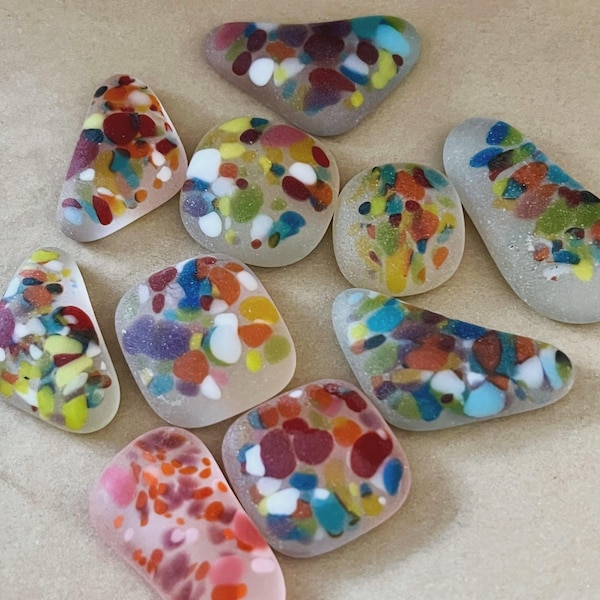Tumbled Glass - Spotty - Mixed Sizes / Amounts - Raw Pieces to Use in ...