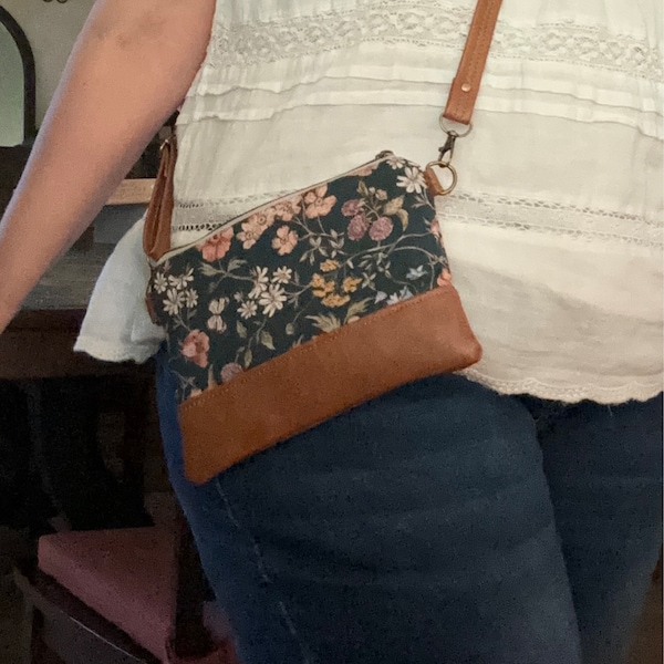 Vegan Leather Canvas Crossbody Bag Small Crossbody Purse Canvas ...