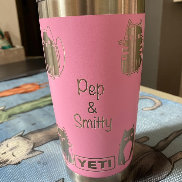 Cute Cats Engraved Full Wrap 20oz Tumbler, 20oz Custom Cats Engraved ...