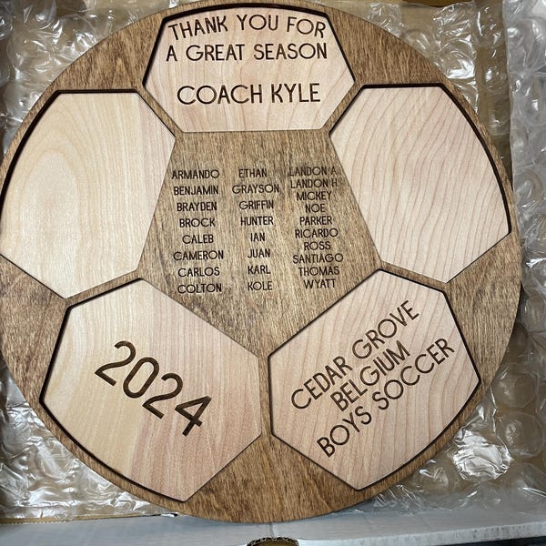 Personalized Soccer Team Coach's Plaque, Thanks for A Great Season ...