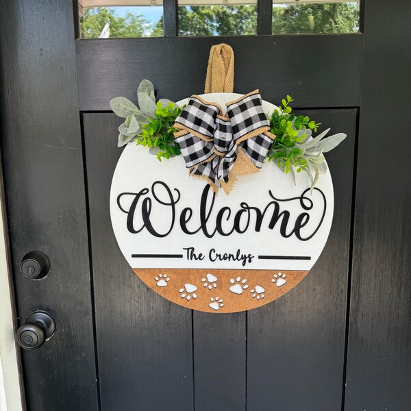 Dog Welcome Door Decor | Paw Welcome Door Hanger | Custom Door Sign ...