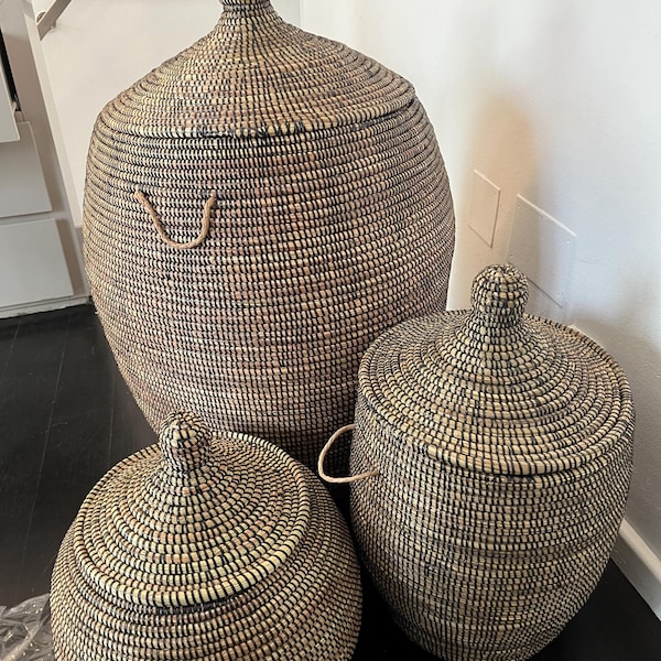 Woven Laundry Basket With Lid, African Baskets, Storage Basket - EGG ...