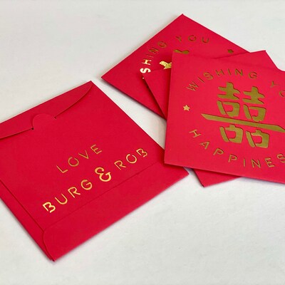 Long Personalized Stencil Red Envelope: Wedding, Welcome Baby, Happy ...