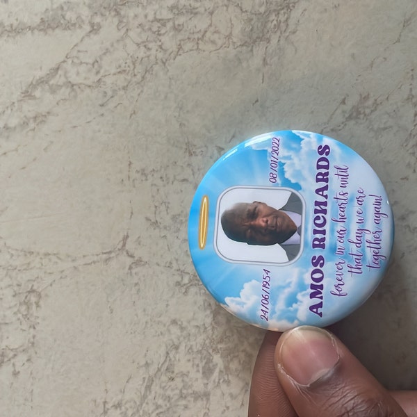 Memorial Button Pin, Memory Pin, Custom Photo Memorial Button Pins, Pin ...