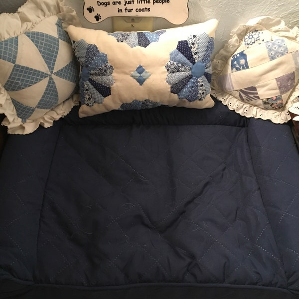 Small Quilted Pillow Floral Nine Patch Machine Pieced Hand Quilted ...