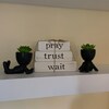 Pray Trust Wait Shelf Sitter, Farmhouse Decor, Distressed Wood Blocks ...