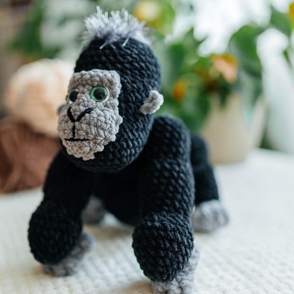 Crochet Gorilla, Monkey Crochet Pattern, Baby Gorilla Pattern, Plush ...