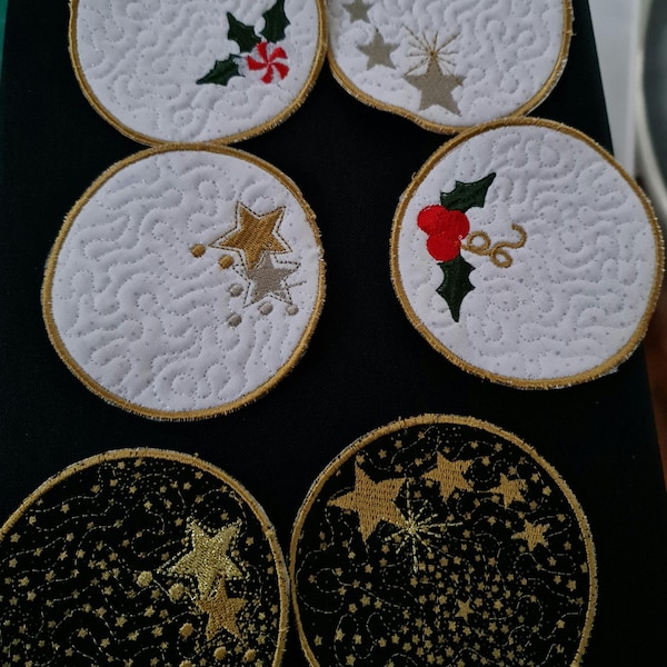 In the Hoop Christmas Coasters Embroidery Machine Design Set 2018 - Etsy