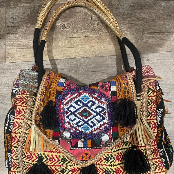 Studded Leather Bum Bag With Fringe - Women Hip Bag Vintage Style ...