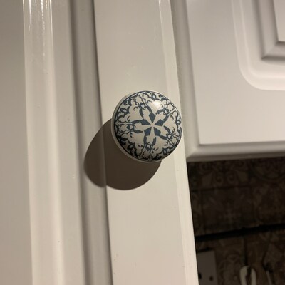 Grey & White Ceramic Knobs Kitchen Cabinet Drawer Knobs Hardware Knobs Handmade Knobs Cabinet ...