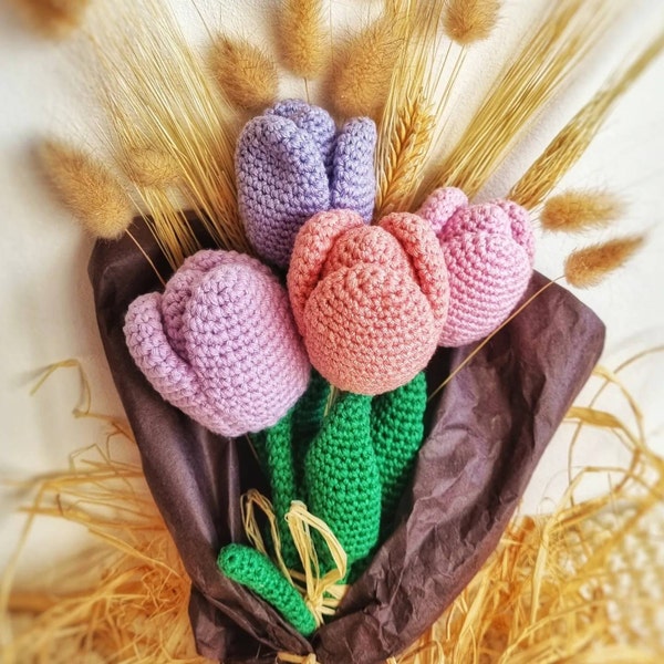 Crochet Pattern Tulip, Amigurumi Flower, PDF Tutorial Easter Decor - Etsy