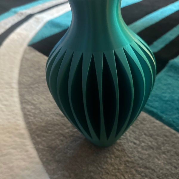 Modern Wave Vase in Silk Blue Green - Etsy