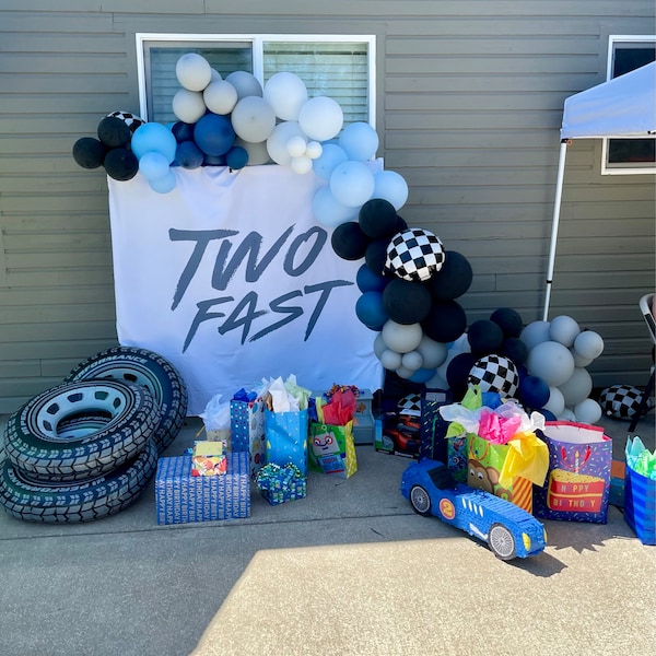 Two Fast Birthday Backdrop, Two Fast Birthday Banner, Race Car Birthday ...