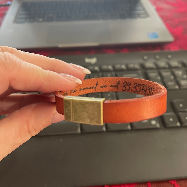 Secret Message Bracelet, Hidden Message, Personalised Real Leather ...