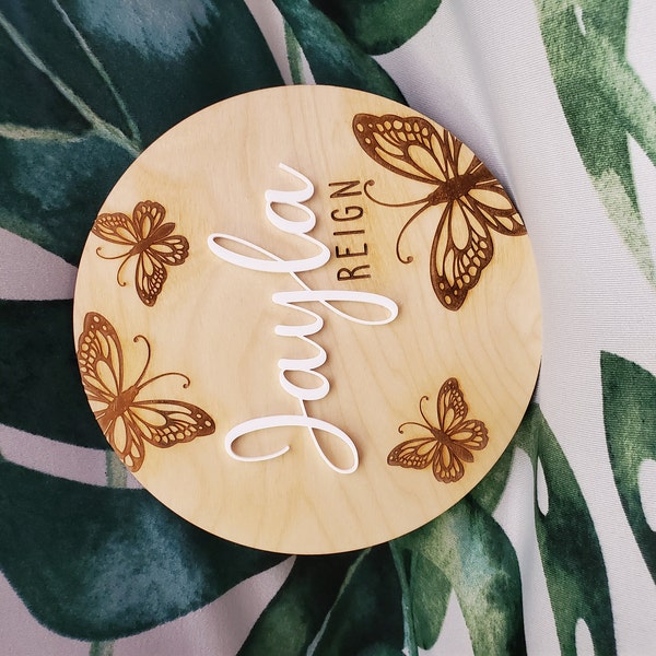 Butterfly Wooden Name Sign, 3D Laser Cut Baby Room Decor - Etsy