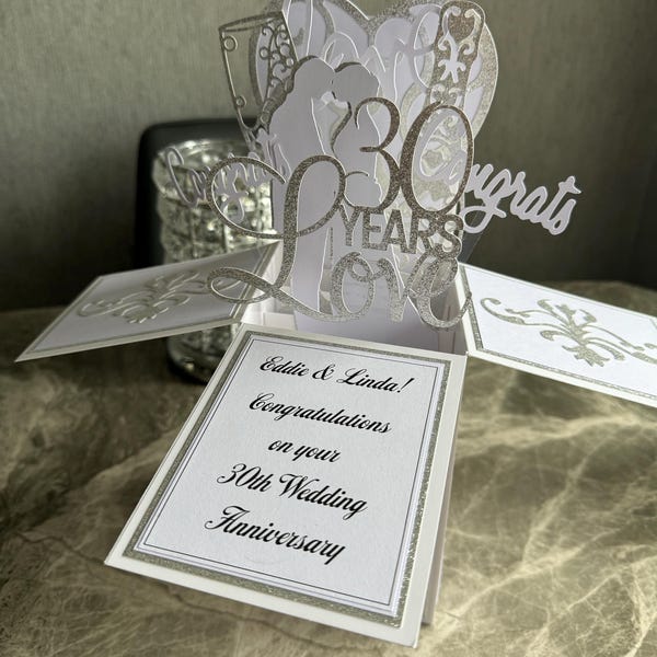 Custom Silver Wedding Card Pop up Box Card Personalised Wedding Day ...