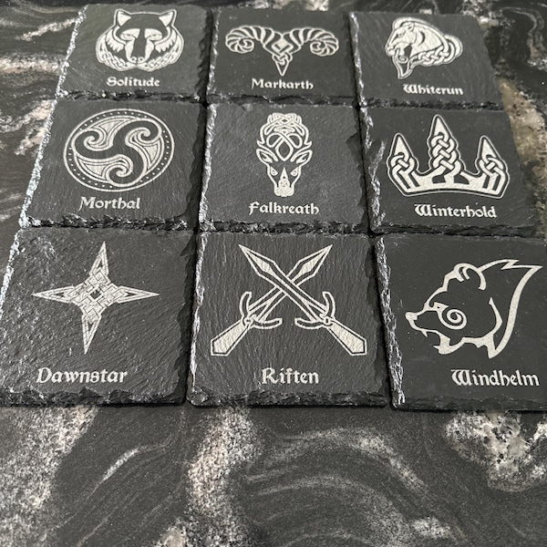 Skyrim / Elder Scrolls Factions - Glass Coasters - Colour Printed ...