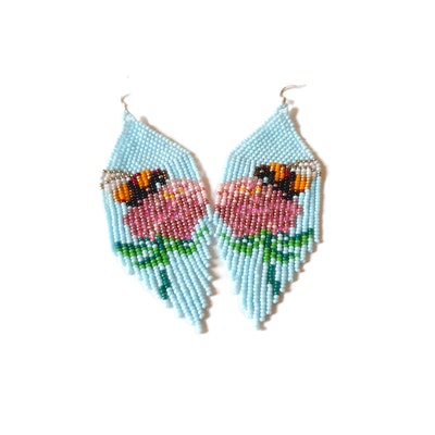 Beaded Clover Leaves Brick Stitch Earrings With Fringe Pattern Miyuki ...