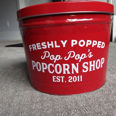 Farmhouse Decor,popcorn Tin,personalized Popcorn Tin, Personalized ...