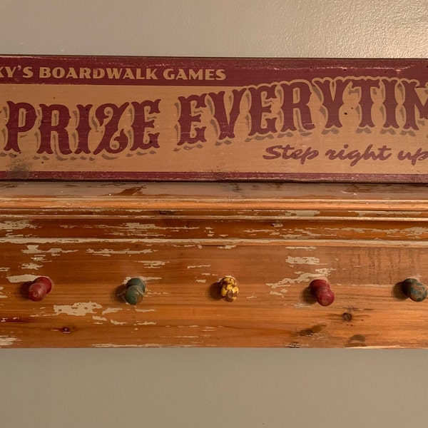 A Prize Everytime Wood Sign, Custom Name Boardwalk Games Step Right up ...