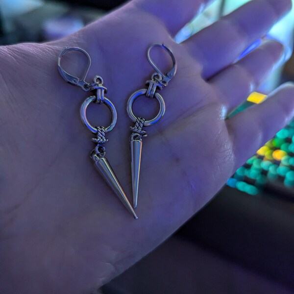 Black Spike Earring, Double Spike Clip-on, Acrylic Spike Clip-on, Punk ...