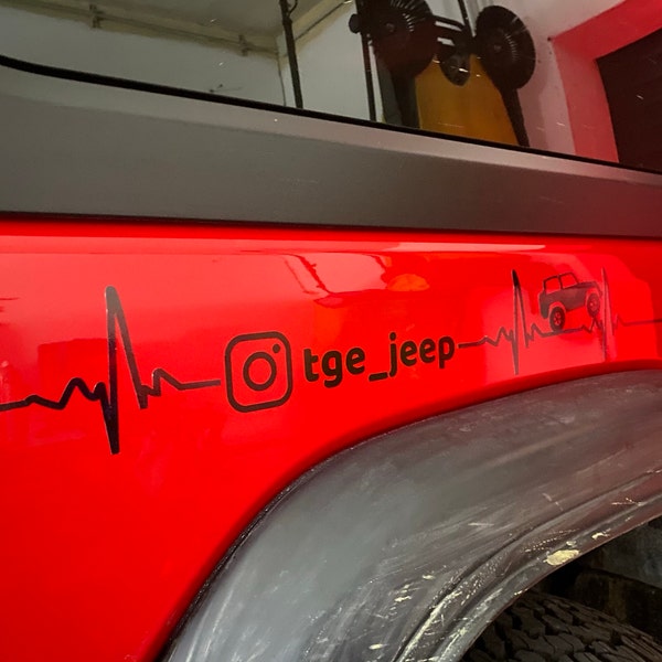 Heartbeat EKG Jeep Wrangler Vinyl Sticker – Love Heart Bumper Decal 2 ...