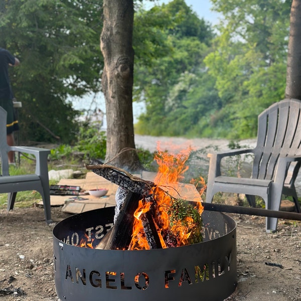 Personalized Heavy Duty Solid Fire Ring, 12" Tall, Wedding Gift ...