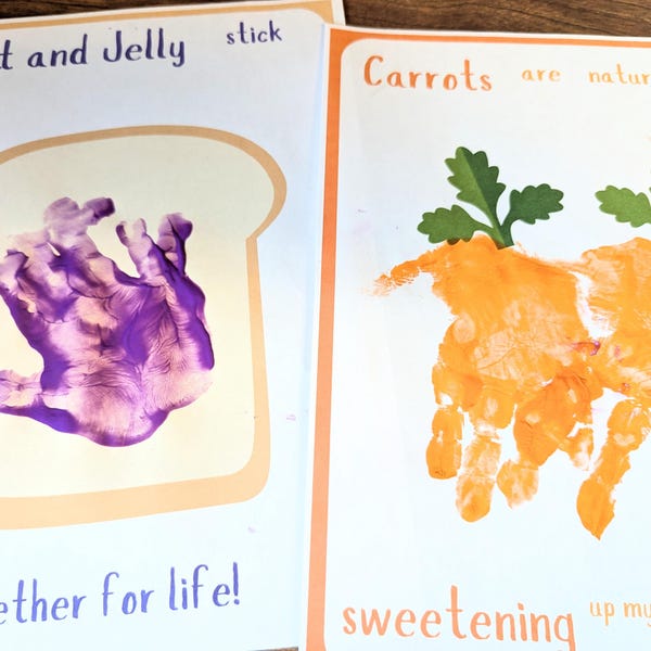 Handprint Fruit Veggie Art Bundle, 50 Food Designs, Printable Crafts ...