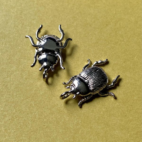 2/4 X Tiny Scarab Beetle Charms, 16mm X 13mm, Platinum Plated Brass, by ...