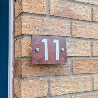 House Number Sign Printed Rust Effect Address Signage Rusty Effect ...